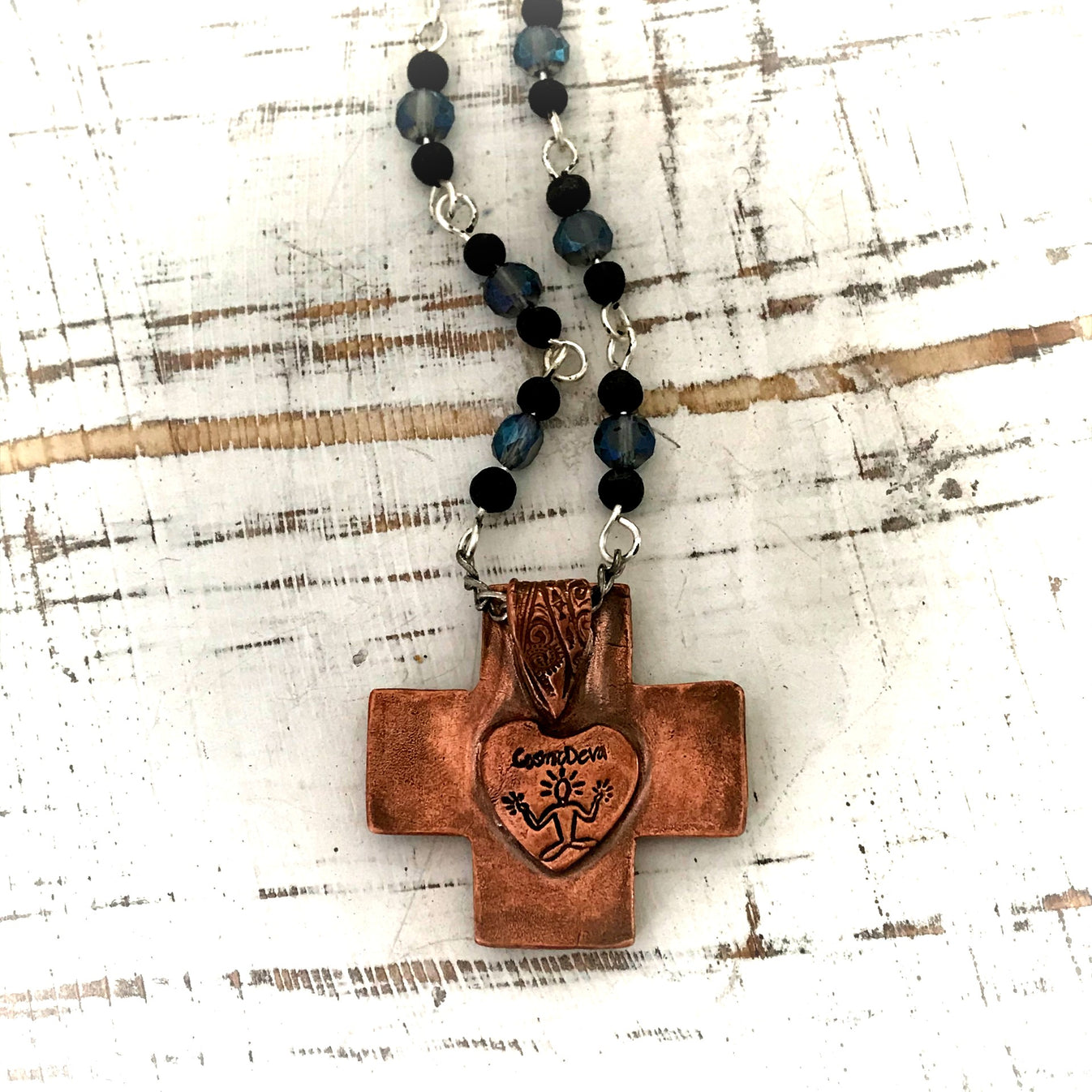 Copper Cross Rosary Necklace, Boho Faith Jewelry , Copper Necklace ...