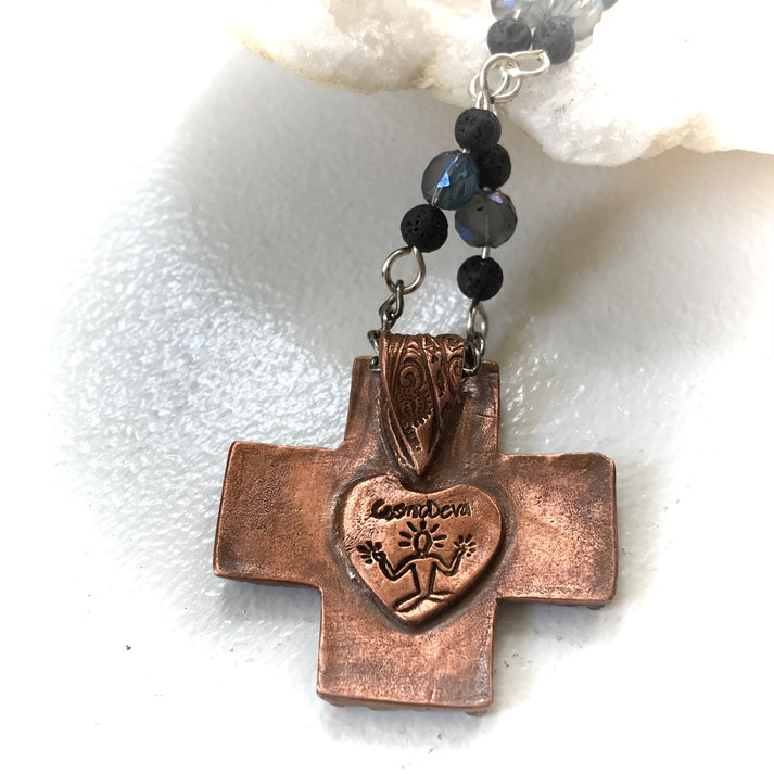 Copper Cross Rosary Necklace, Boho Faith Jewelry , Copper Necklace ...