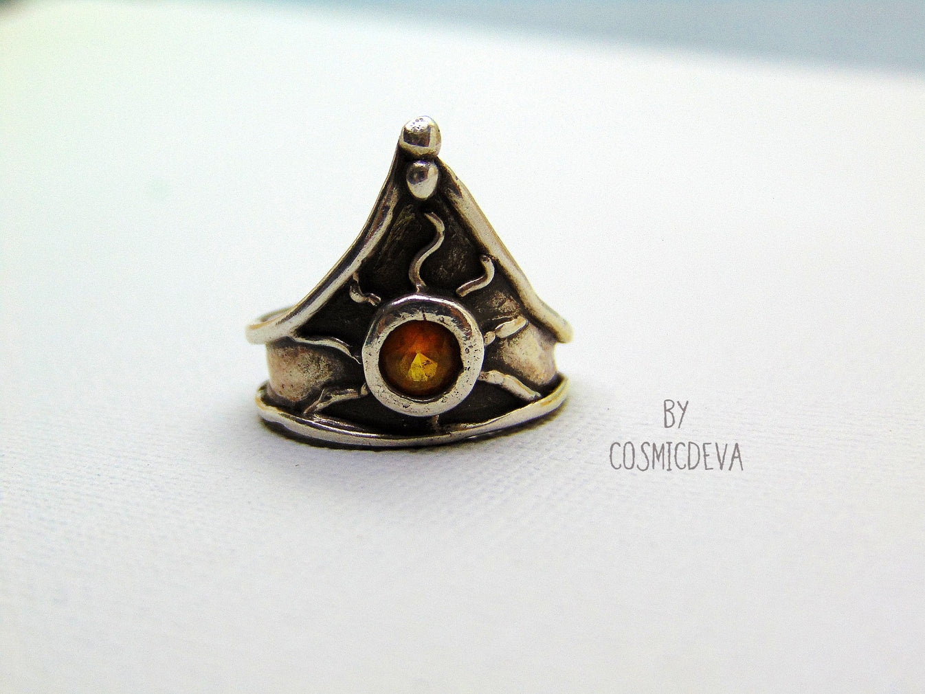 Medieval Triangle Shield Sterling Silver Citrine Size US 7.5 Ring ...
