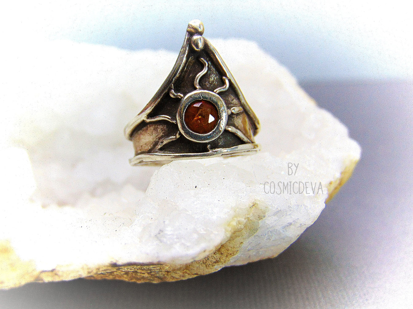 Medieval Triangle Shield Sterling Silver Citrine Size US 7.5 Ring ...